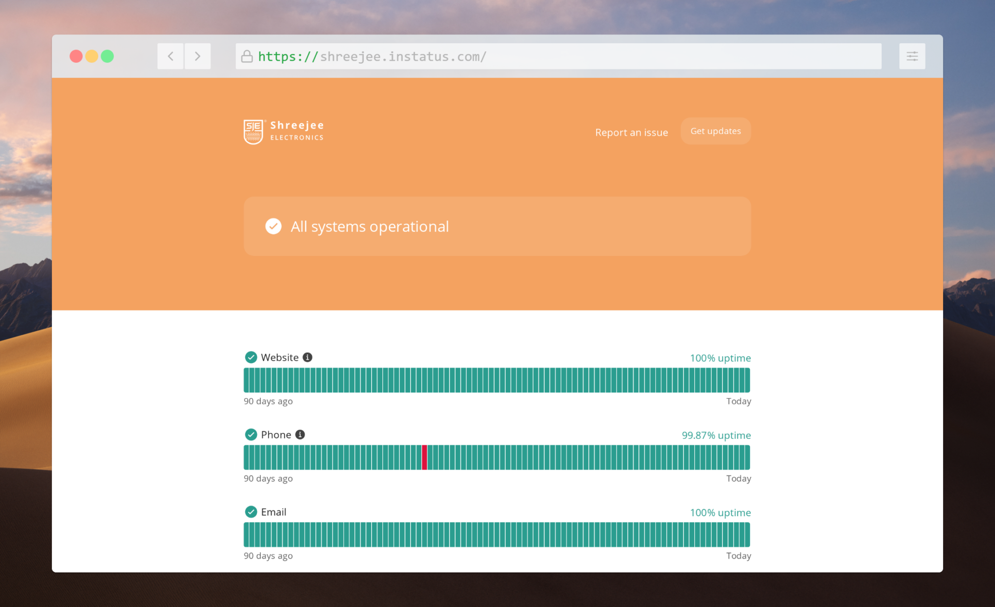 Introducing status page for auxiliary services - Shreejee Electronics